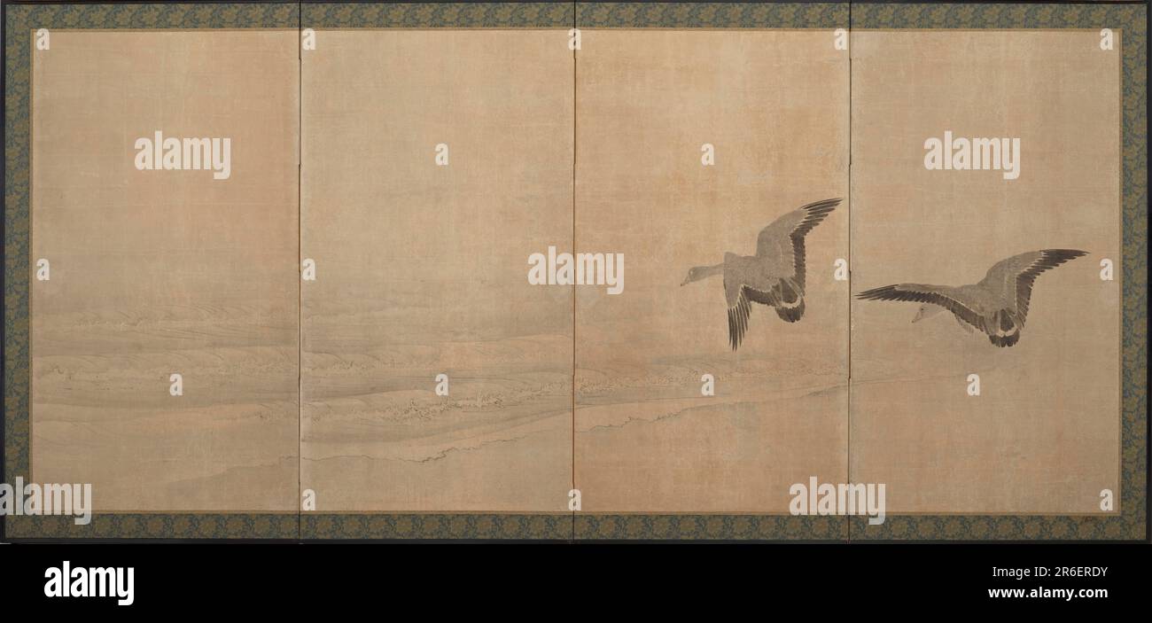 Geese Over a Beach. ink on paper. Date: 18th century. Origin: Japan ...