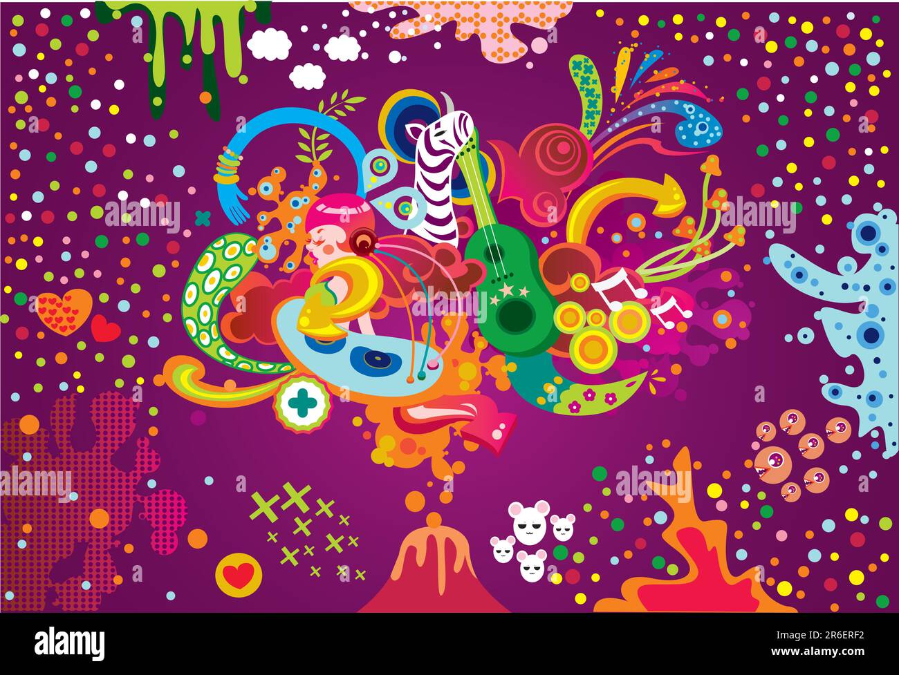 an illustration of cute fairy tales pattern design background Stock ...