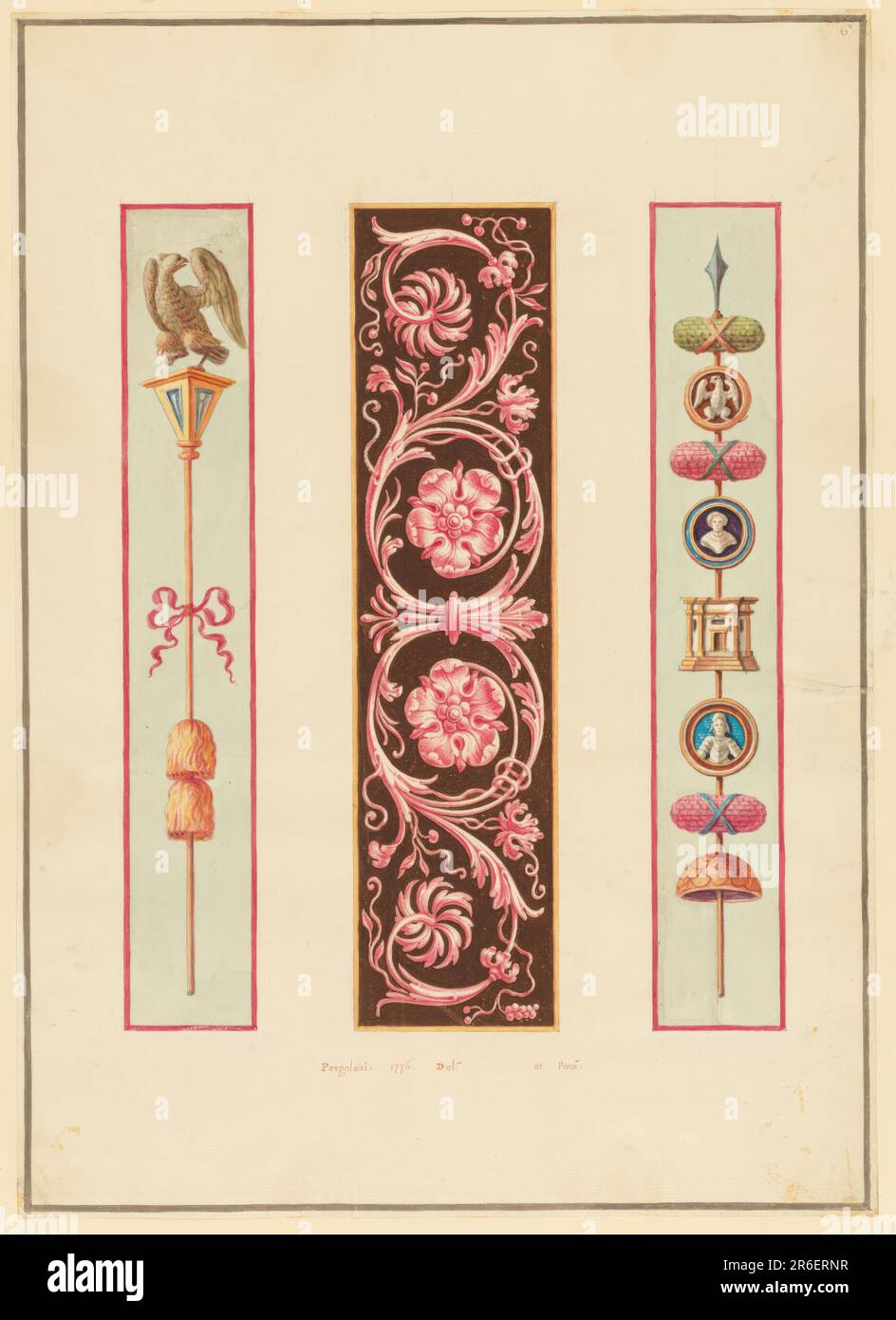 Ornament Design, Arabesque Panel between Roman Standards. Date: 1776 ...