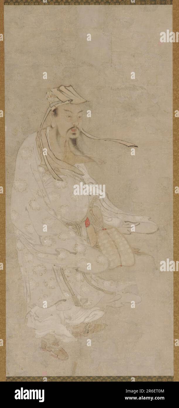 A Chinese man standing in a high wind. Date: 17th century. Origin ...