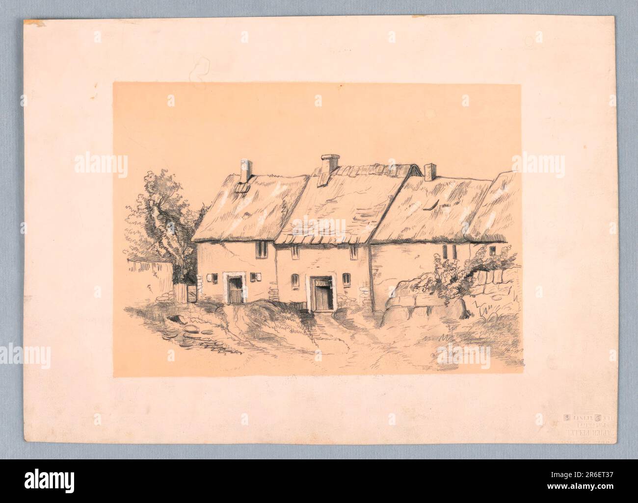 Thatched Cottages. Date: ca. 1850-1860. Graphite and white pencil on ...