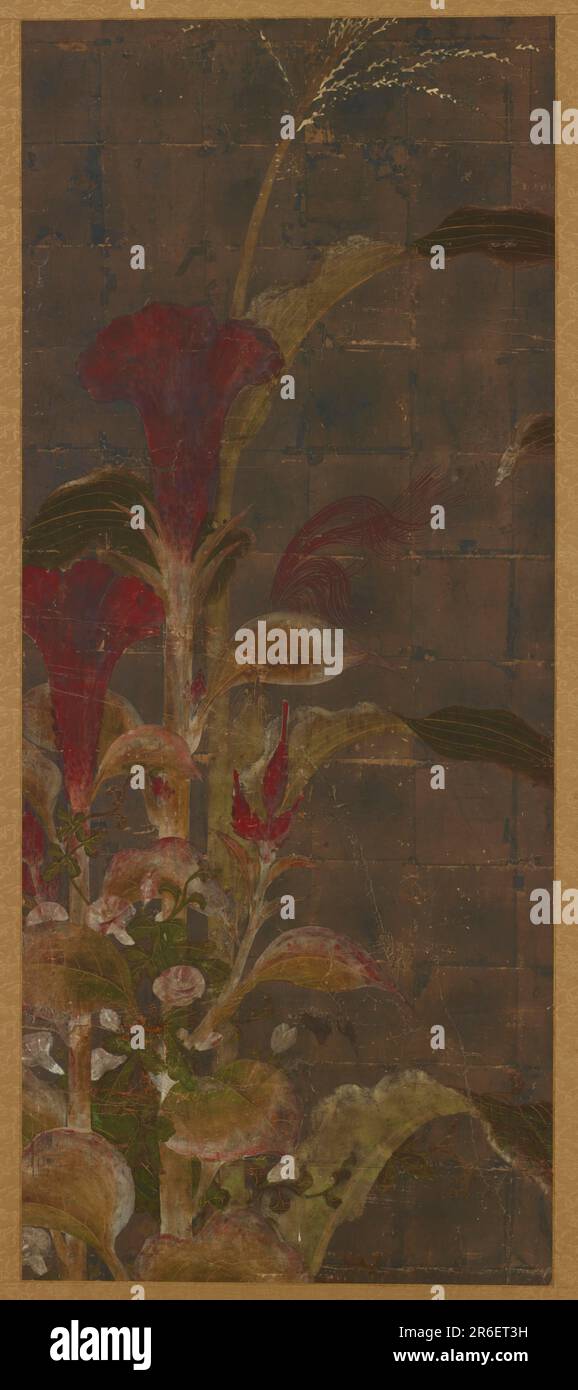 Coxcombs, maize and morning-glories. Origin: Japan. Date: 1568-1615 ...