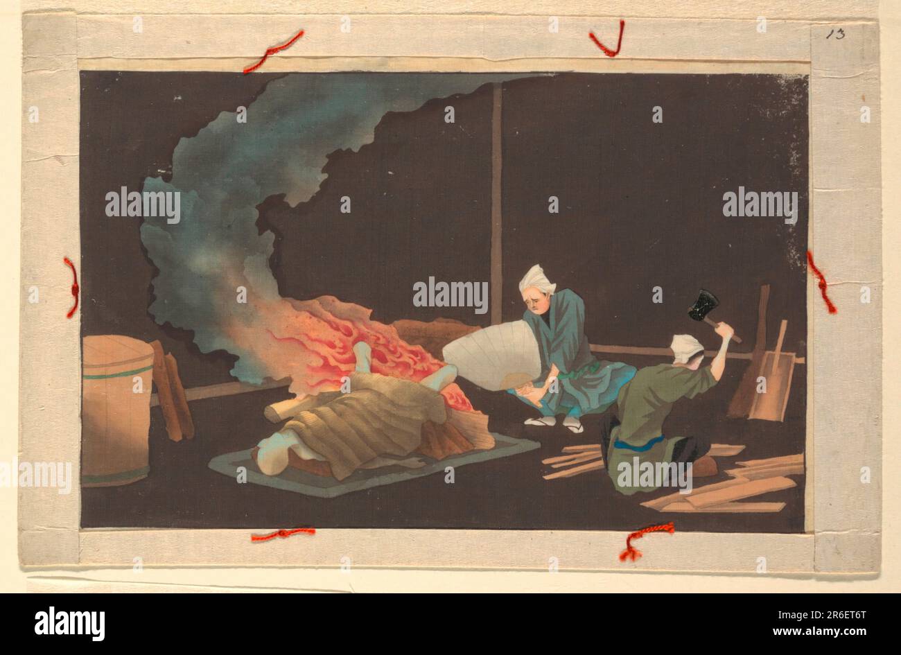 From a series of sixteen scenes of the death and burial of a man in ...