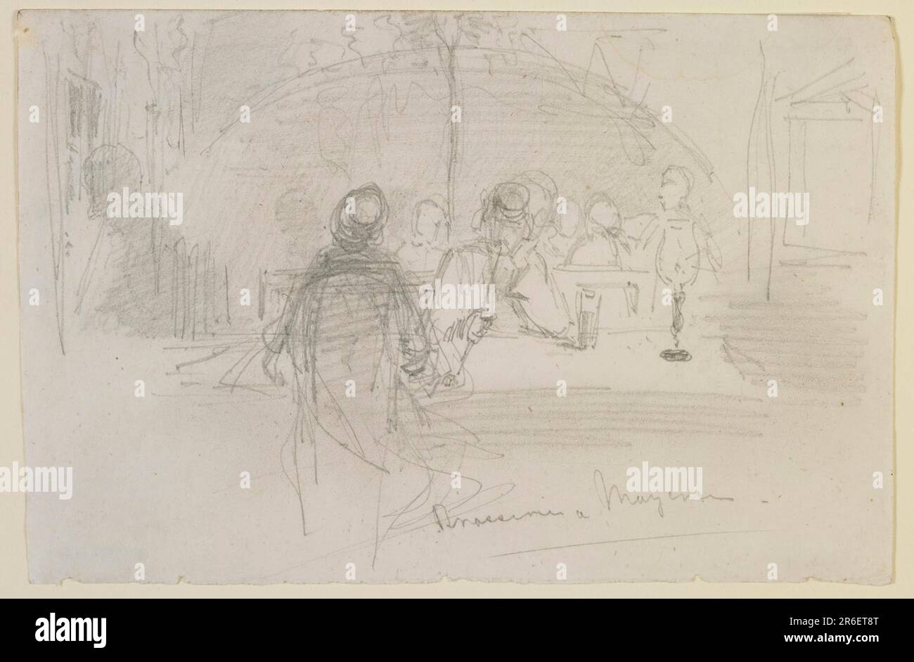 Brasserie à Mayence. Date: 1858. Origin: United States. Pencil on off ...