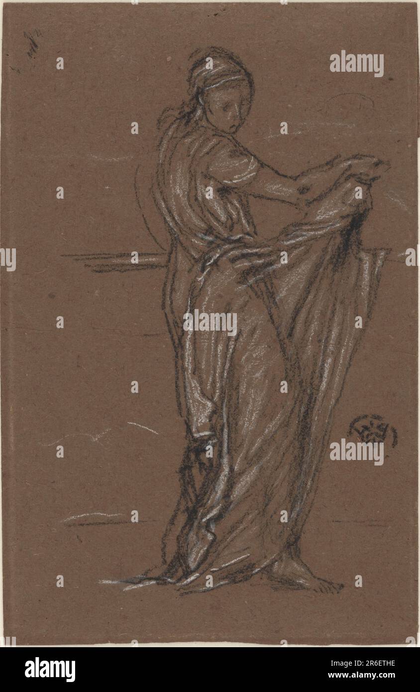 Draped Female Figure. Origin: United States. Black and white chalk and ...