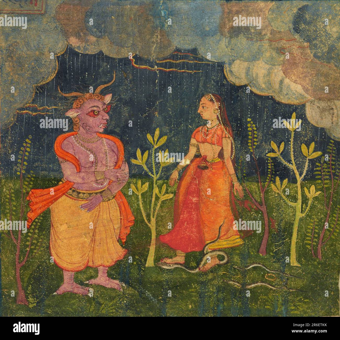 Abhisarika Nayika, folio from a Rasikpriya. Opaque watercolor and gold ...