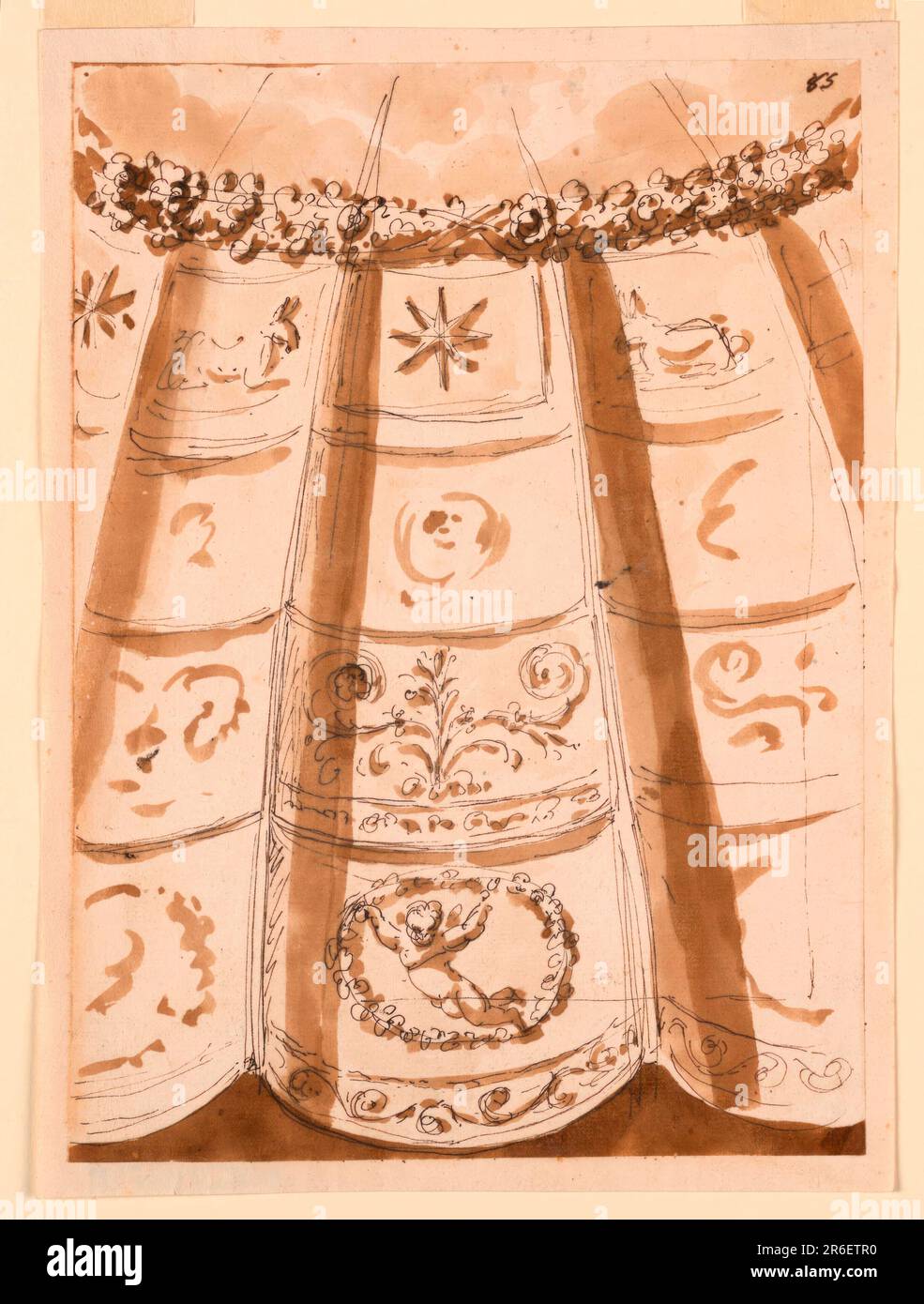 Design for the Decoration of a Dome. Pen and brown ink, brush and brown ...