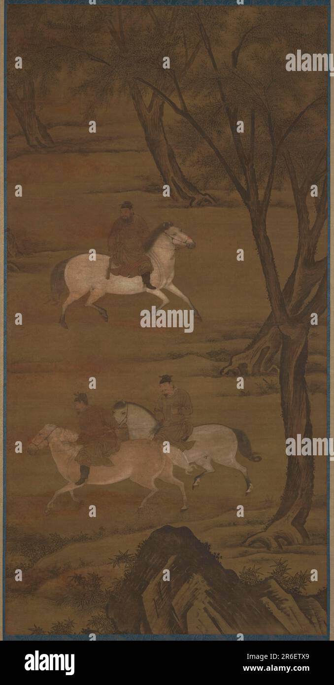 Three Horsemen Riding under Willows. Origin: China. Date: 15th century. Period: Ming dynasty ...