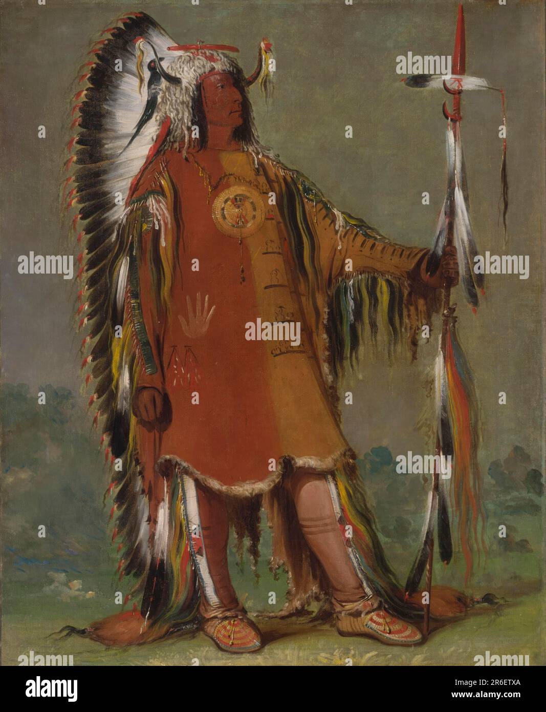 Máh-to-tóh-pa, Four Bears, Second Chief, in Full Dress. oil on canvas ...