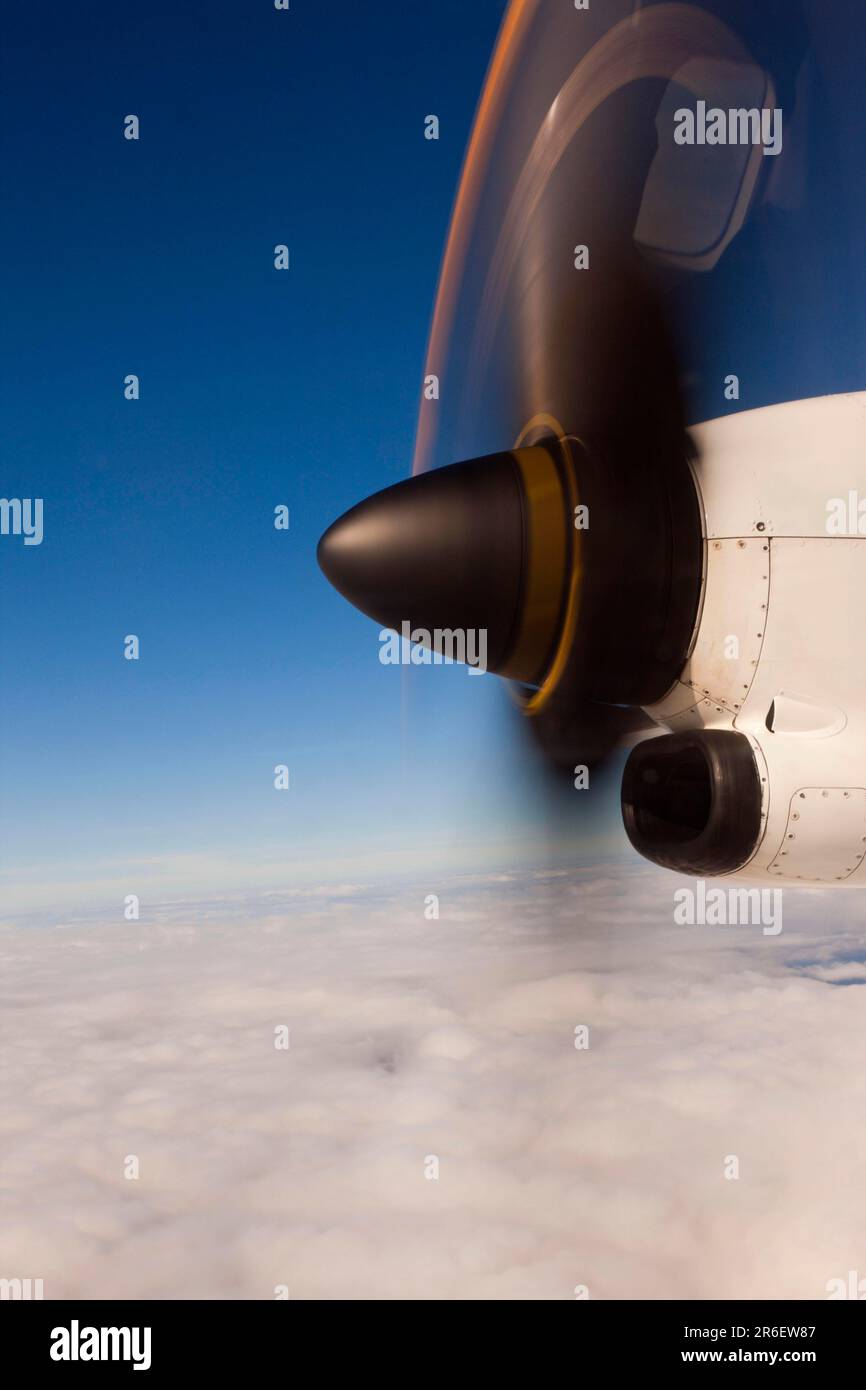 Plane above the clouds, Viti Levu, Fiji, Fiji Islands, propeller plane ...