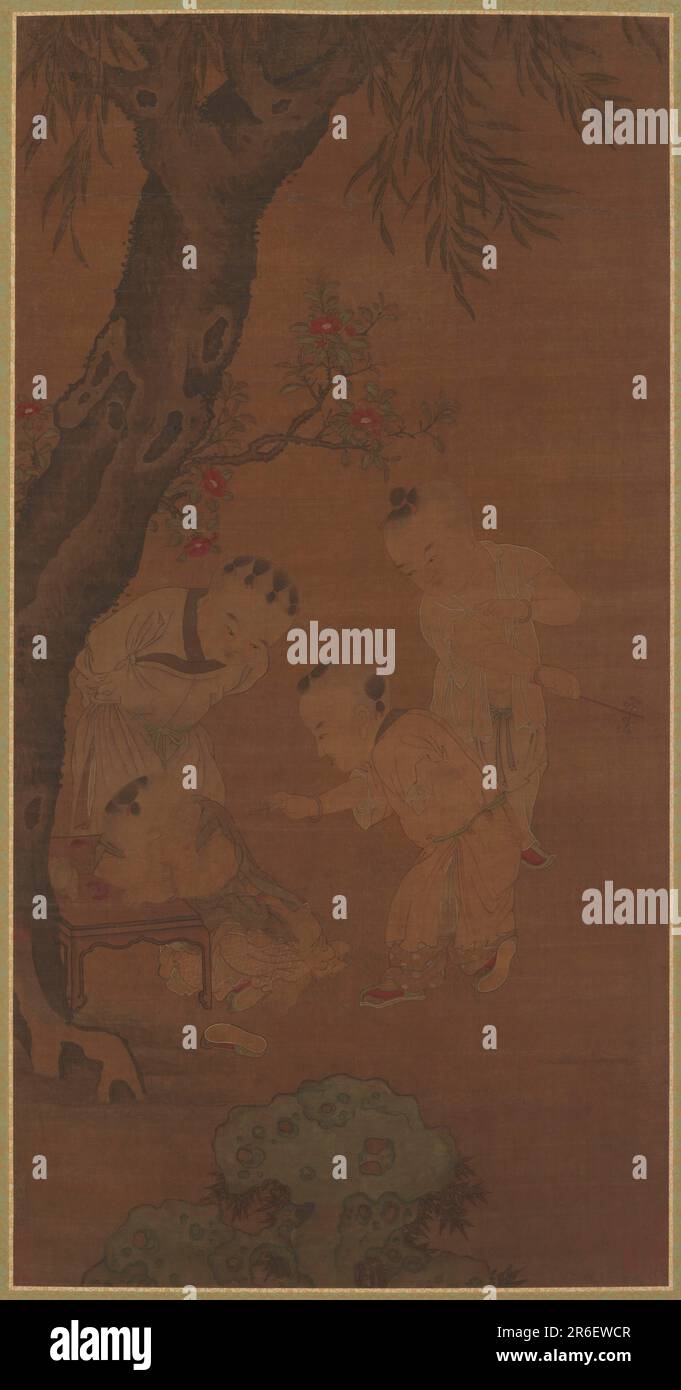 Four children under a willow tree. Date: 17th century. Origin: China ...