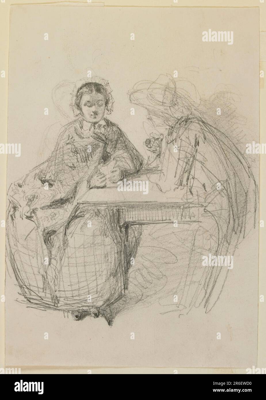 Couple seated at a table. Date: 1858. Origin: United States. Pencil on ...