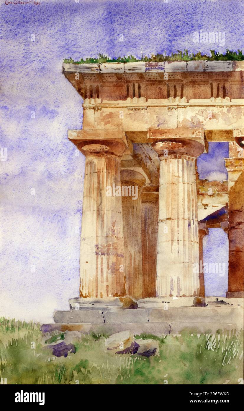 Temple of Neptune, Paestum. Date: 1898. watercolor and pencil on paper ...