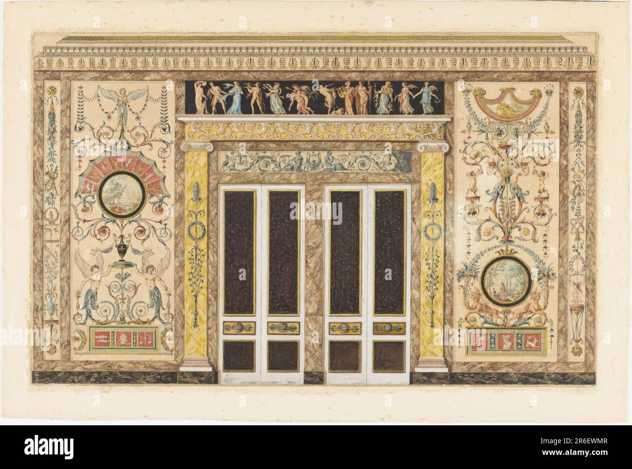 This wall elevation is typical of antique revival decoration so popular ...