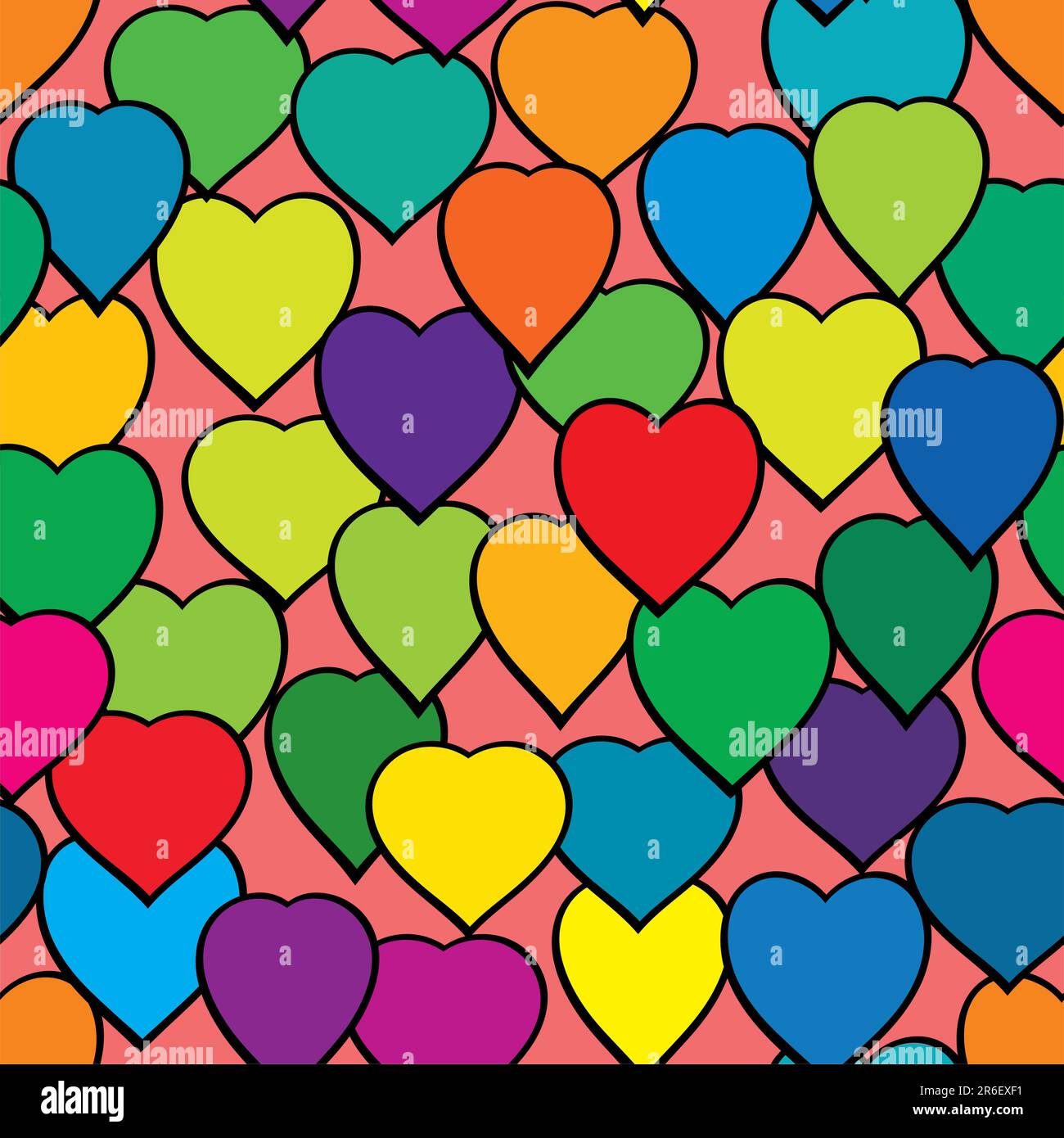 Valentine's day abstract seamless background with multicolor hearts ...