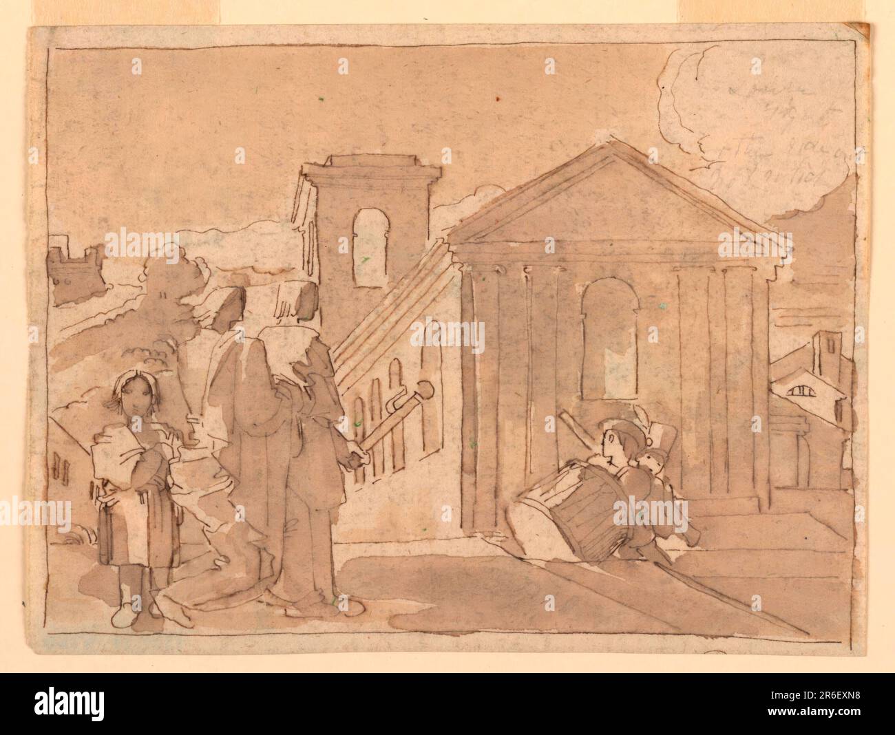 Exterior with Classical Architecture and Figures with Musical ...