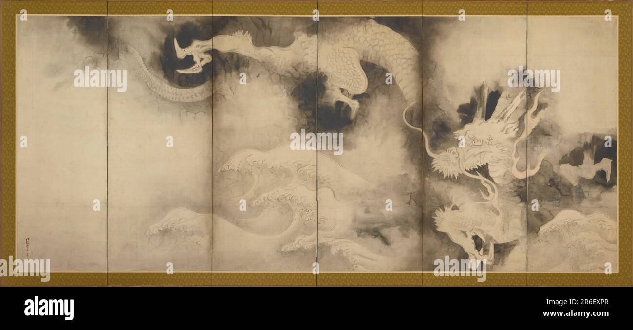 Dragons and Clouds. Origin: Japan. Period: Momoyama or Edo period. Ink ...