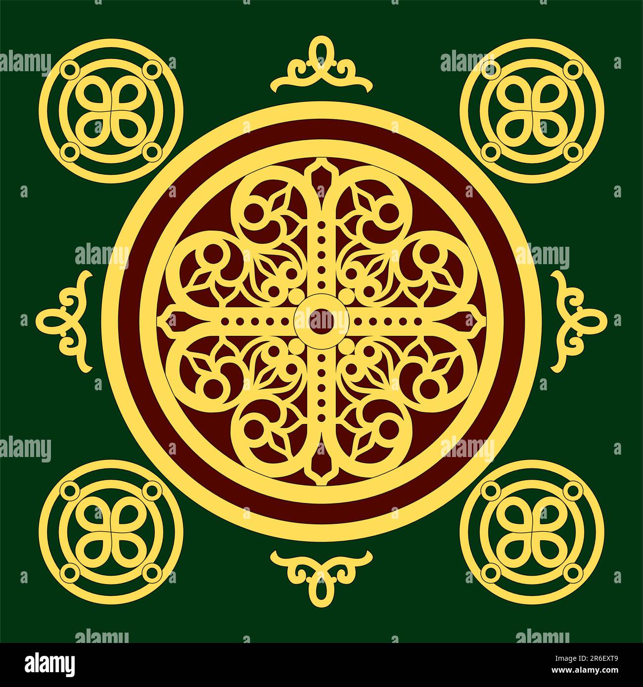 Golden christian orthodox ornament with geometric and floral elements ...
