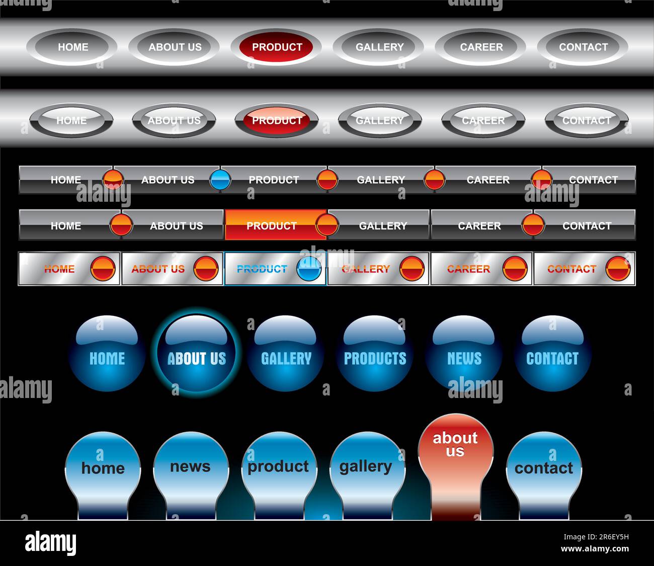 Black menu buttons navigation template Stock Vector Image & Art - Alamy