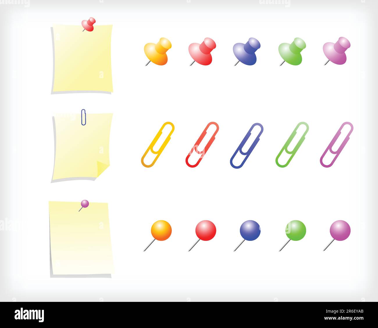 Vector Note Paper With Pins And Clips Stock Vector Image & Art - Alamy