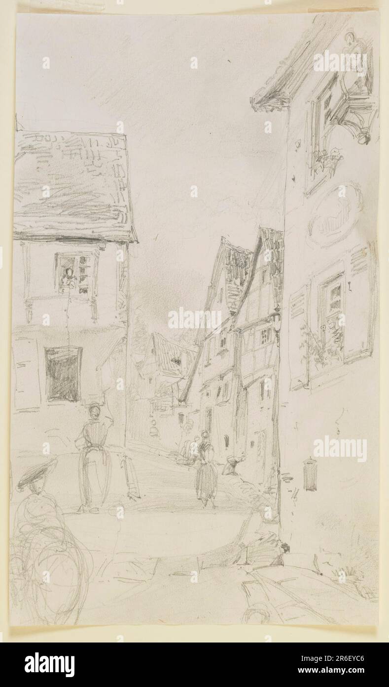 A Street Scene. Date: 1858. Origin: United States. Pencil on off-white ...