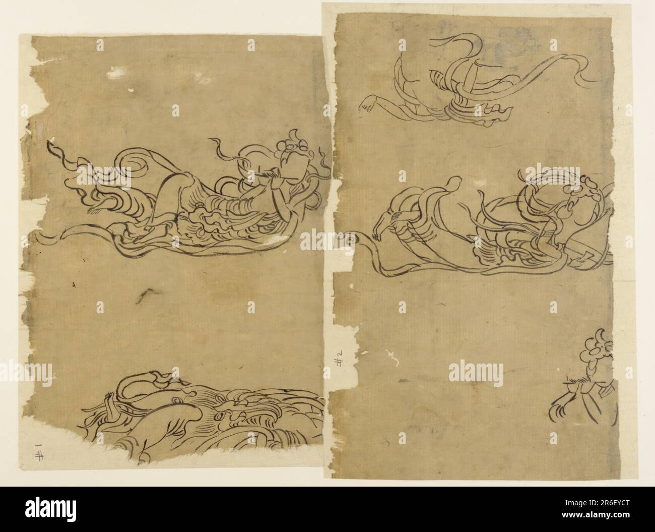 Buddhist angel--Apsaras. ink on paper. Origin: Japan. Date: 1573-1615 ...