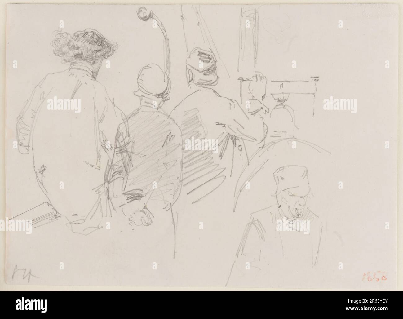 Four Men Aboard a Boat. Date: 1858. Pencil on white paper. Origin ...