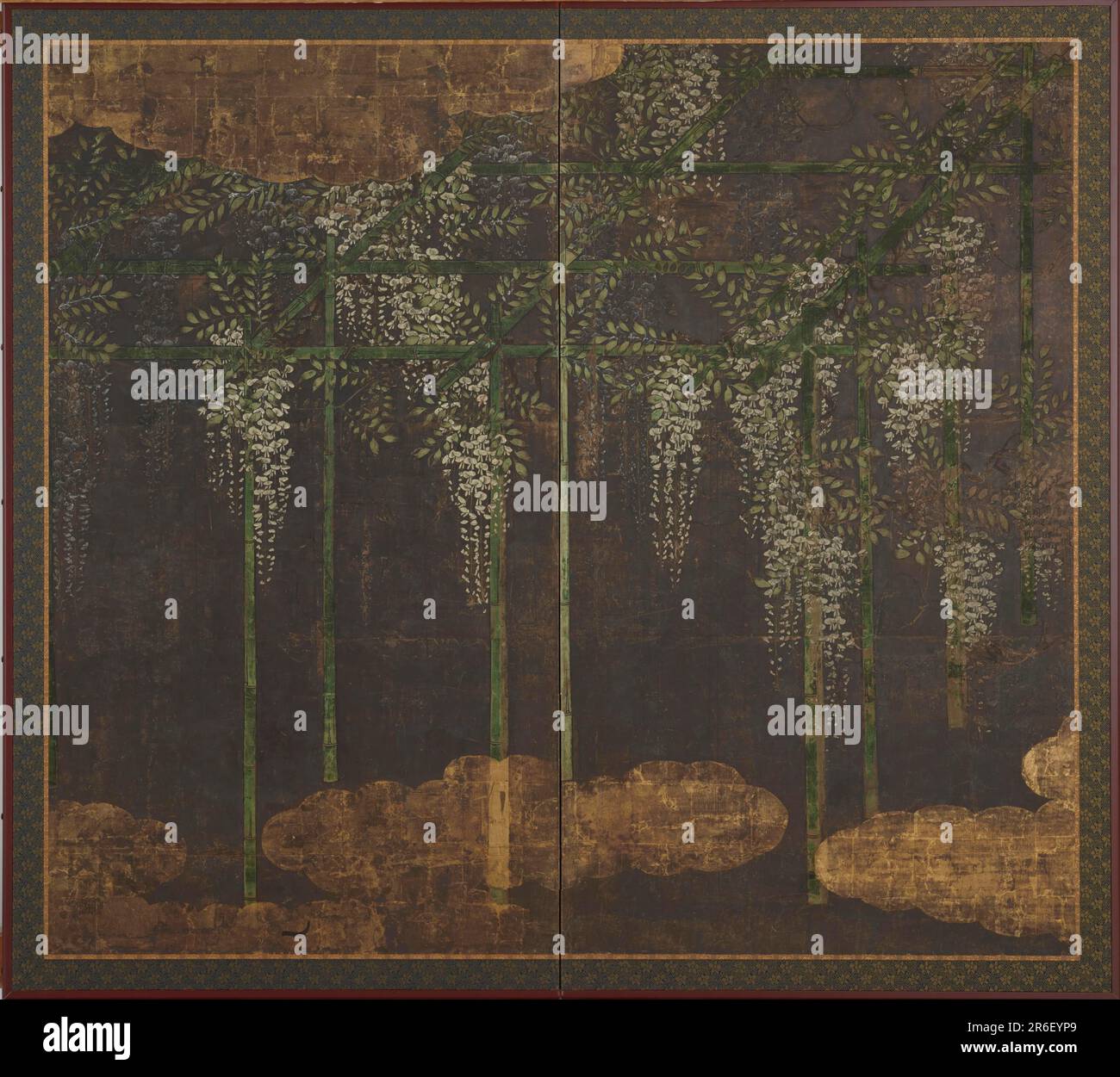 Blossoming wisteria on a bamboo trellis. Date: 16th-17th century ...