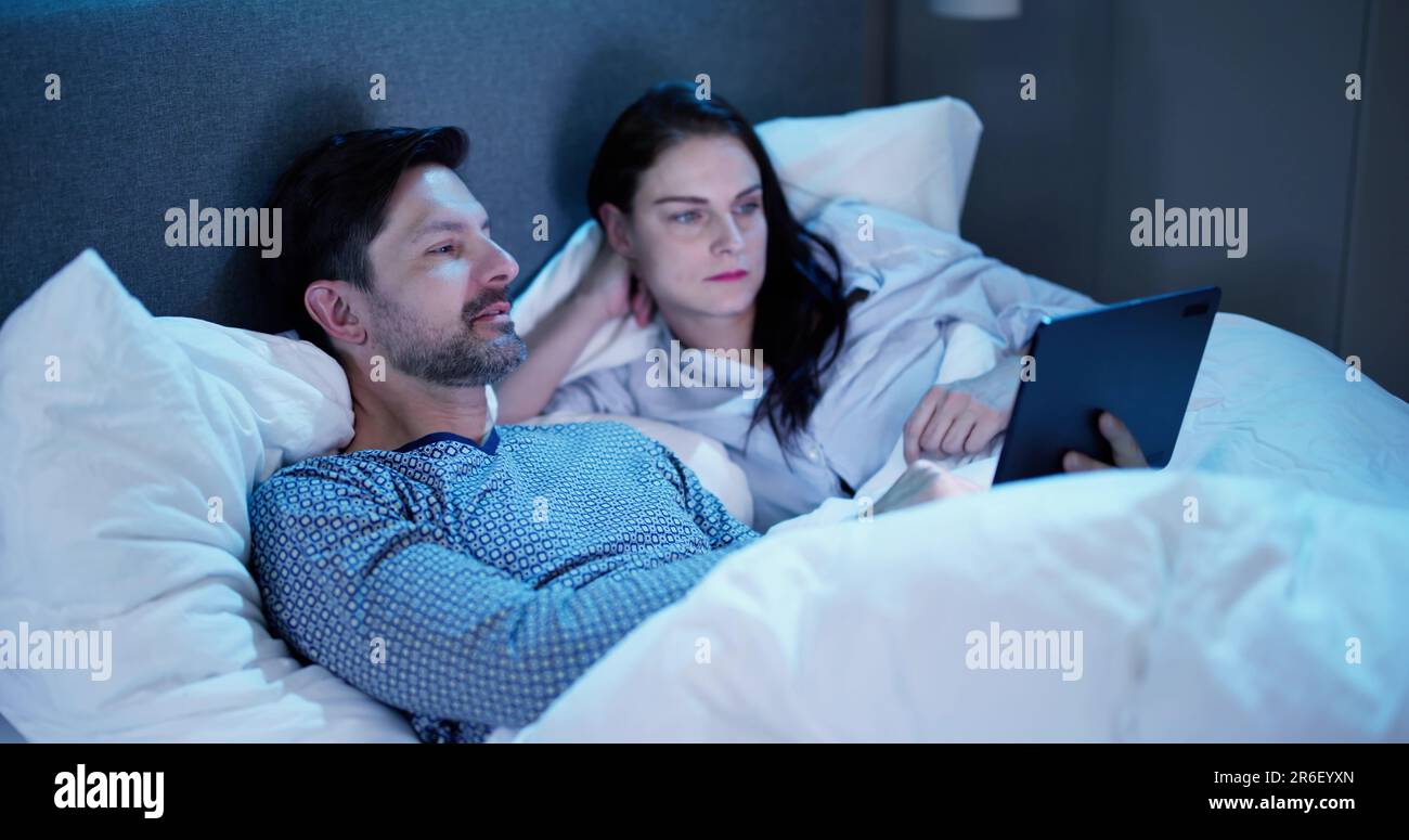 Family Watching TV Through Tablet Television And Movie Streaming Stock ...