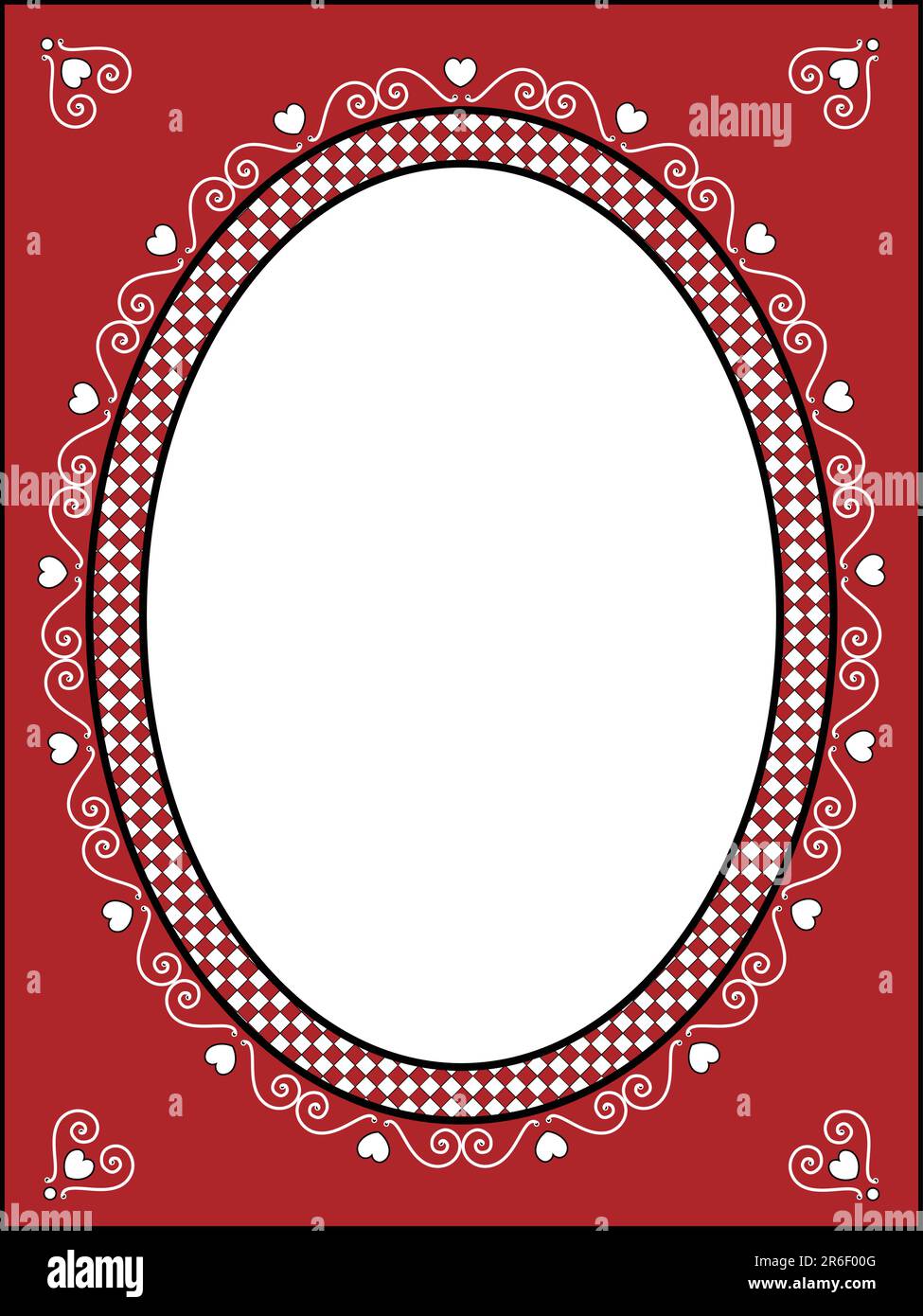 Vector of red, black and white Valentine border, frame or tag with ...