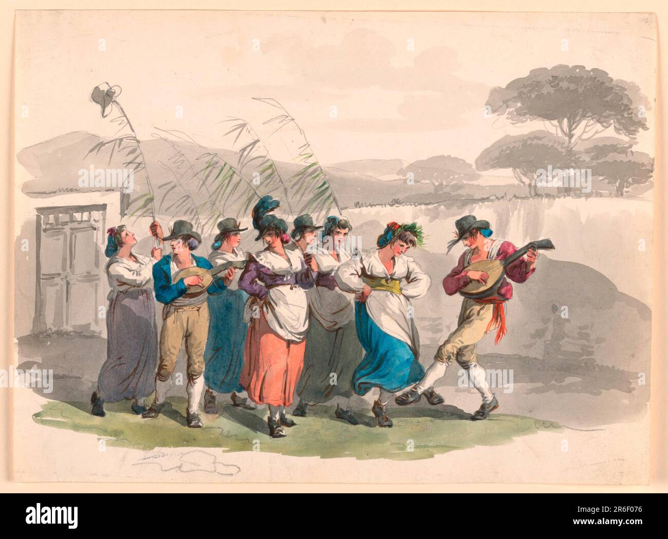 A boy in the pose of the dancer of plate 1, loc. cit., dances with a ...