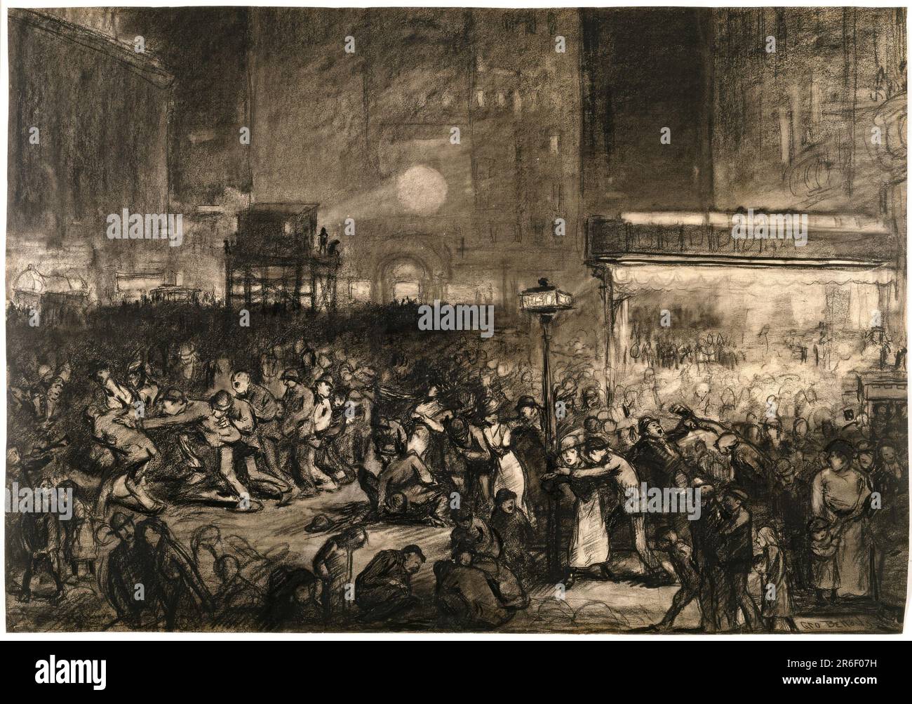 Election Night Times Square. Date: 1906. Charcoal, lithographic crayon ...