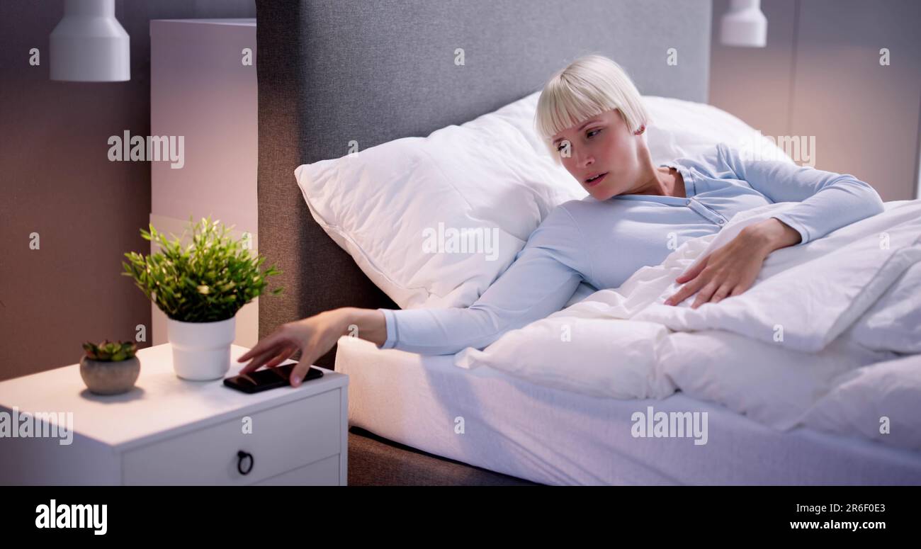 Woman Waking Up Too Late In Panic. Overslept And Late To Work Stock ...
