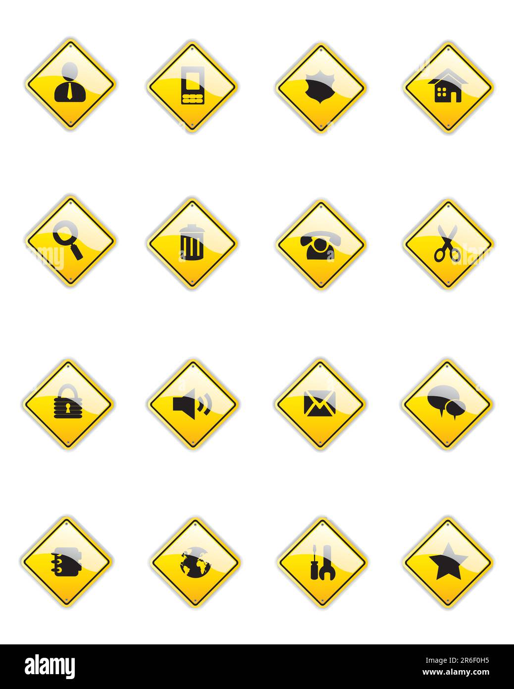 black icons on yellow signs. Vector illustration Stock Vector Image ...