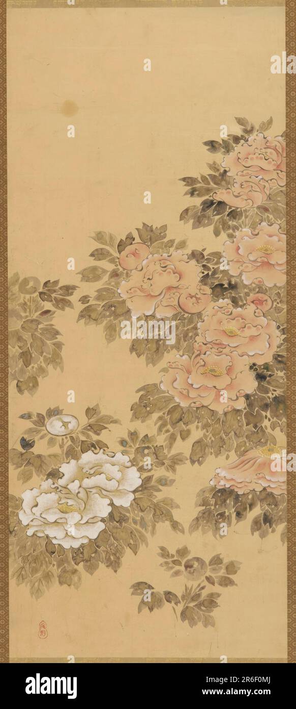 Red and white peonies. Origin: Japan. Period: Edo period. Date: 1615 ...