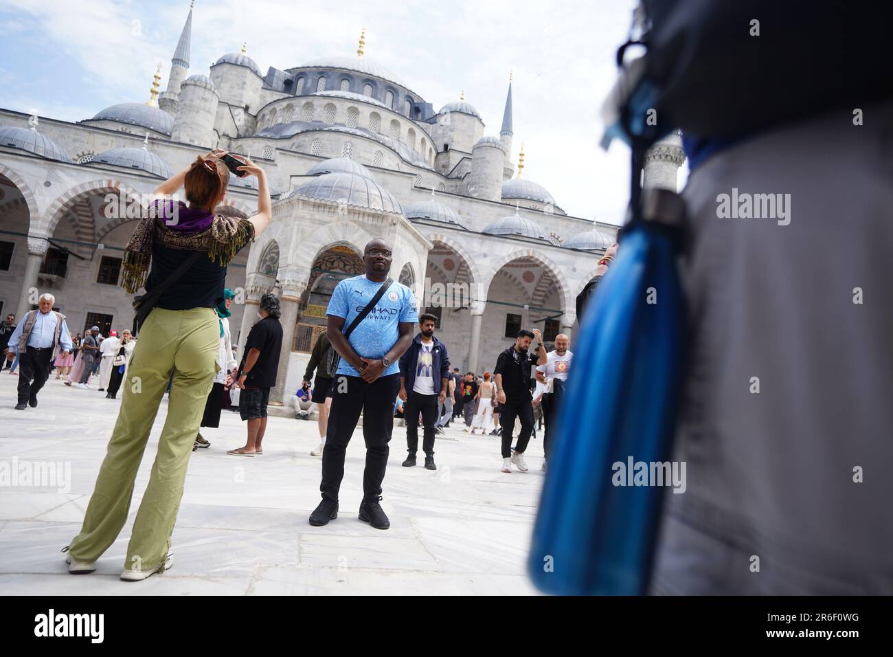 Man City fans at the Blue Mosque in Istanbul, ahead of Saturday's UEFA ...