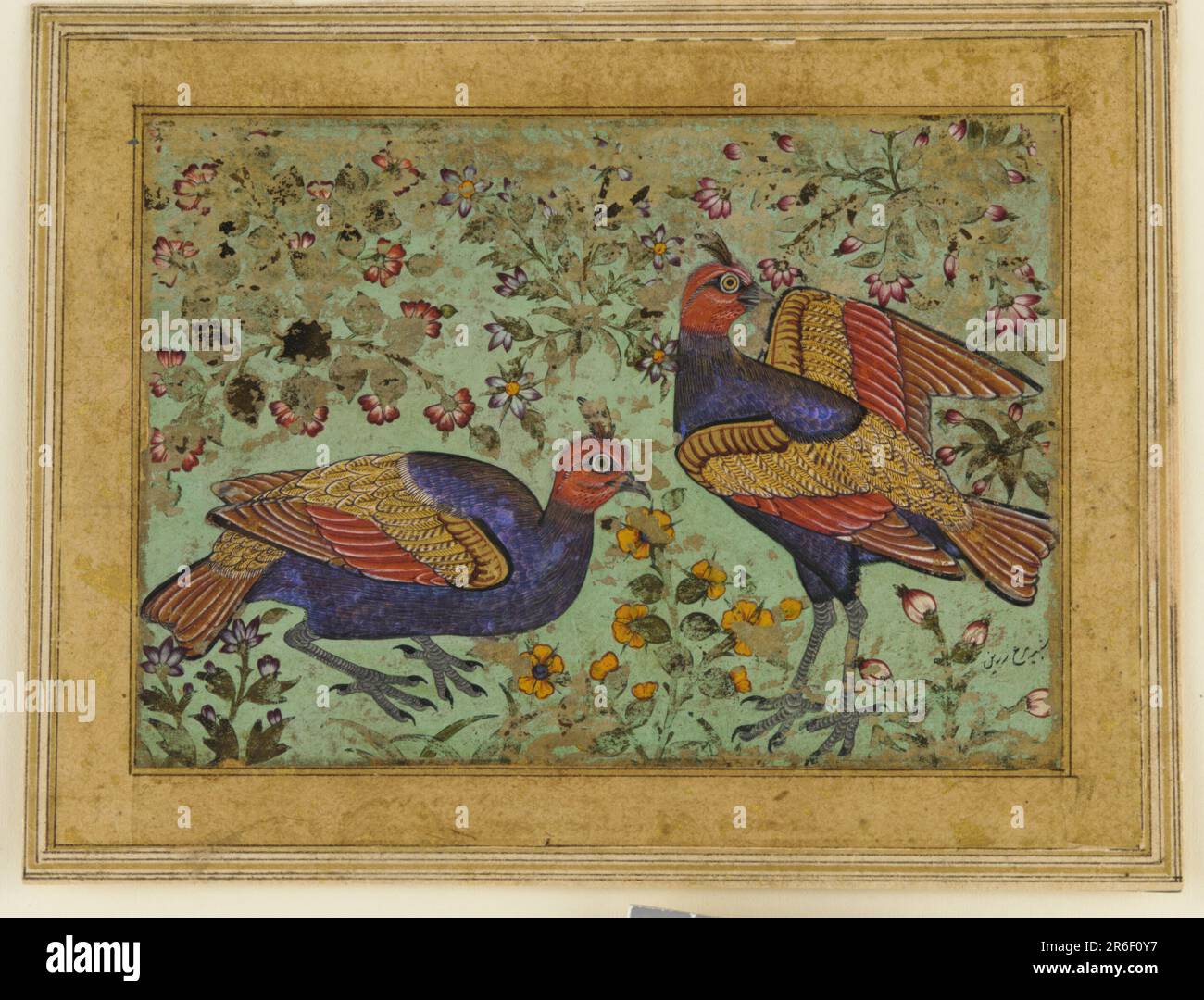 Two pheasants. Date: ca. 1620. Full color and gold on paper. Origin ...