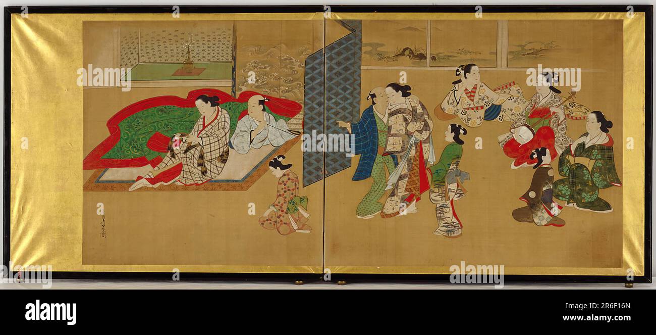 Scene in a brothel. Origin: Japan. Period: Edo period. Date: 1615-1868 ...