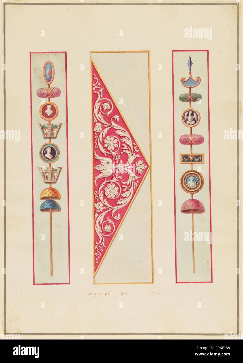 Ornament Design, Triangular Panel between Roman Standards. Date: 1776 ...