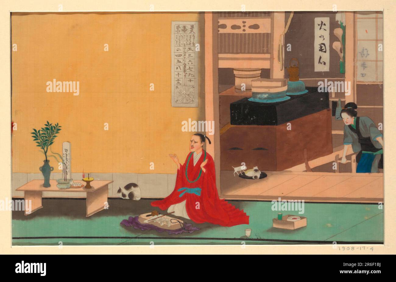 From a series of sixteen scenes of the death and burial of a man in ...