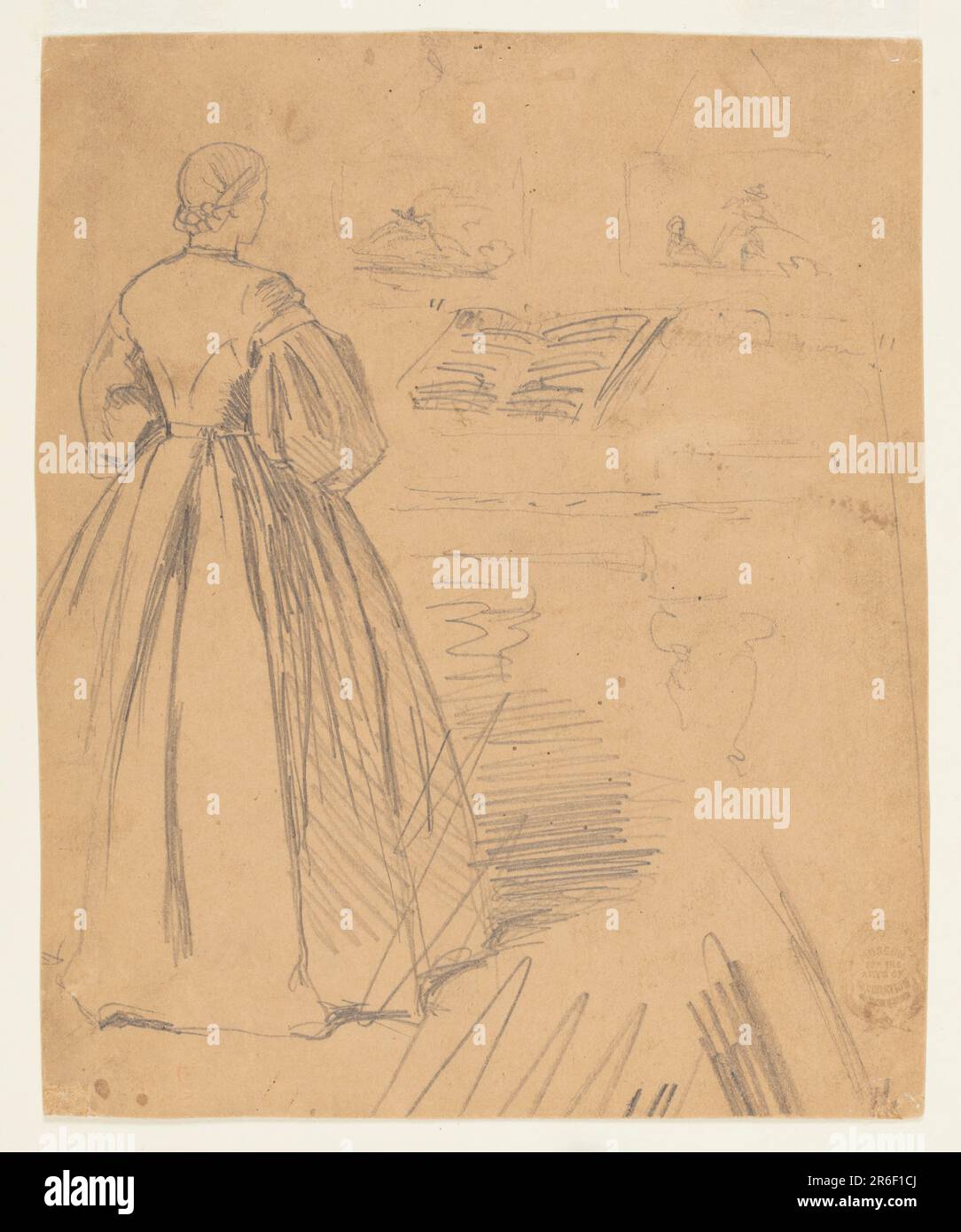 Verso: Two mourning women, with one resting her head on the shoulder of ...