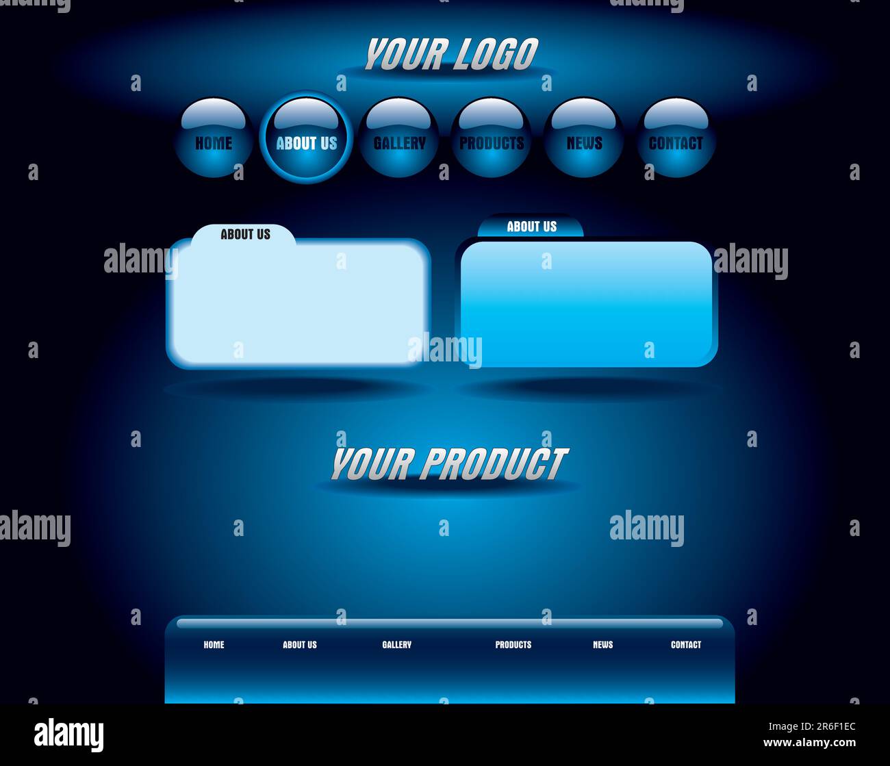 Website blue glossy template Stock Vector Image & Art - Alamy
