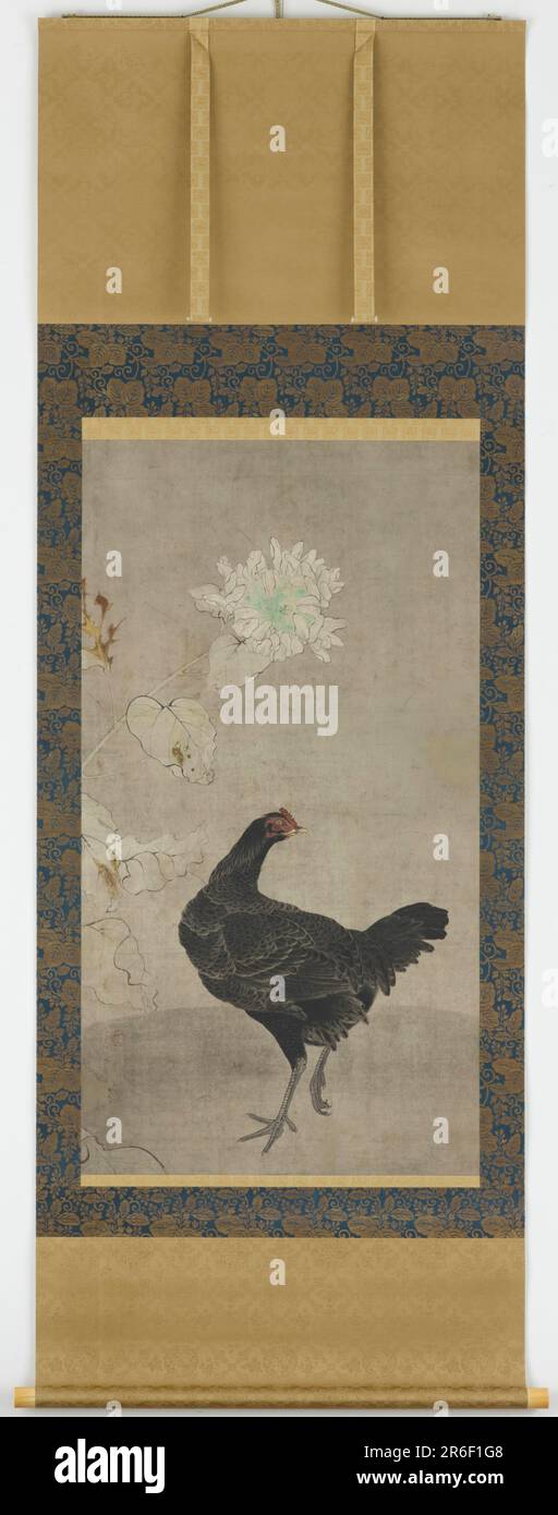 Black hen and a sunflower. Origin: Japan. Date: 1568-1615. Period ...