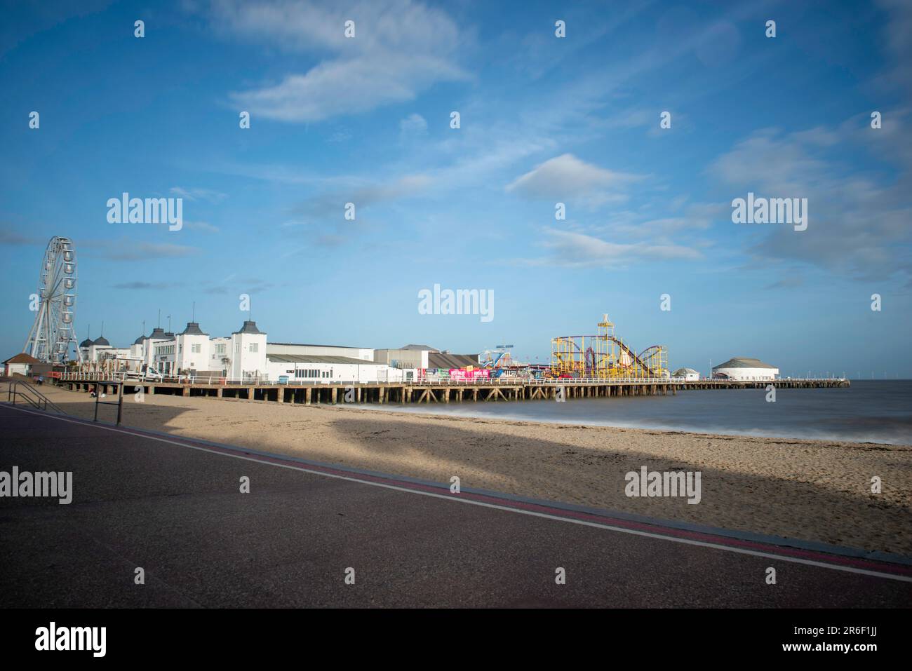 Clacton-on-sea pier with blue sky seaside resort Stock Photo - Alamy