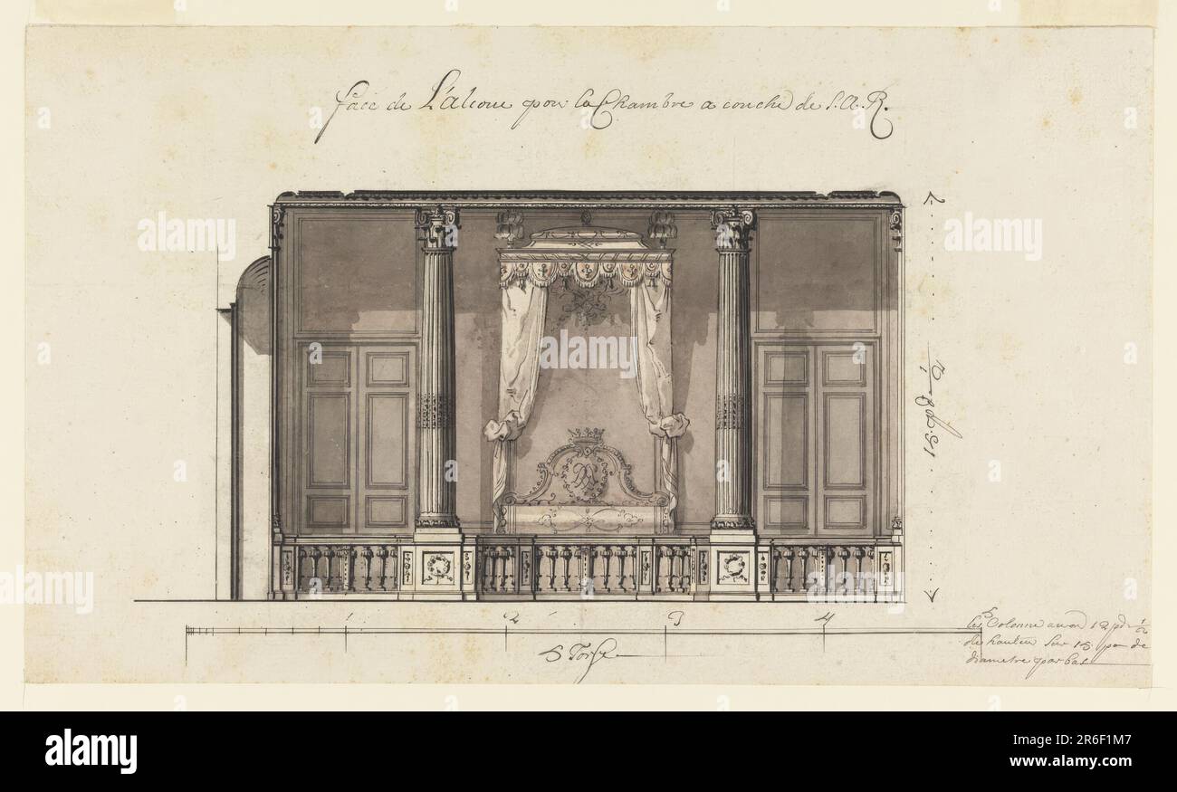 Alcove seen in elevation frontally, with bed à la duchesse (no ...