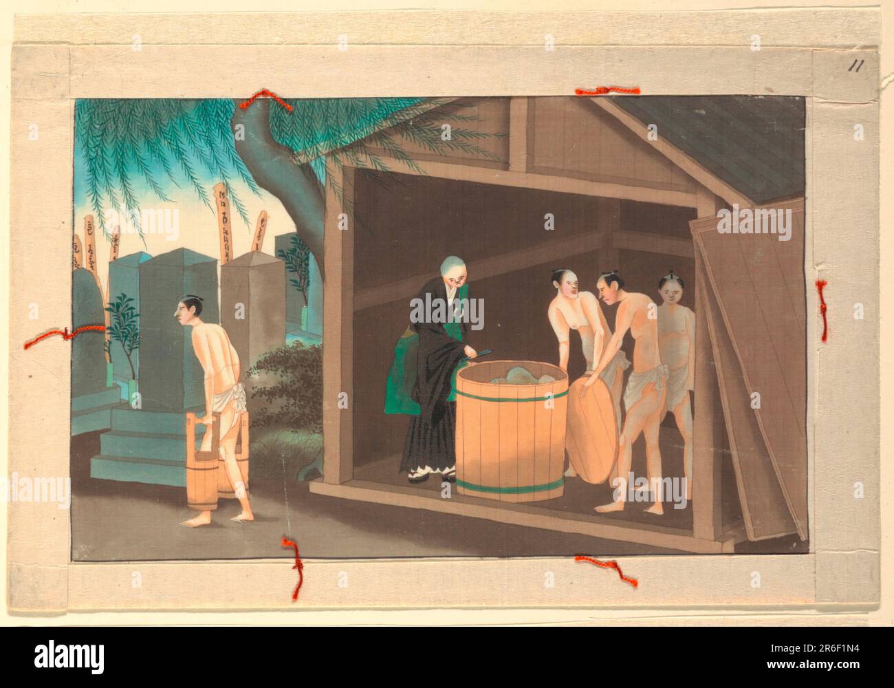 From a series of sixteen scenes of the death and burial of a man in ...