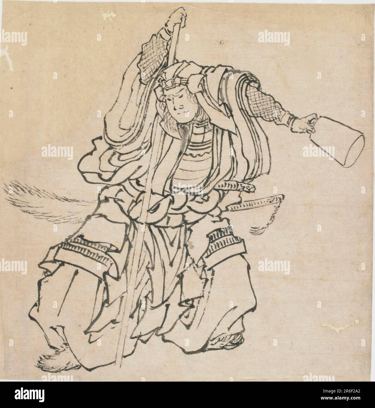 Standing warrior in full armor. ink on paper. Origin: Japan. Period ...