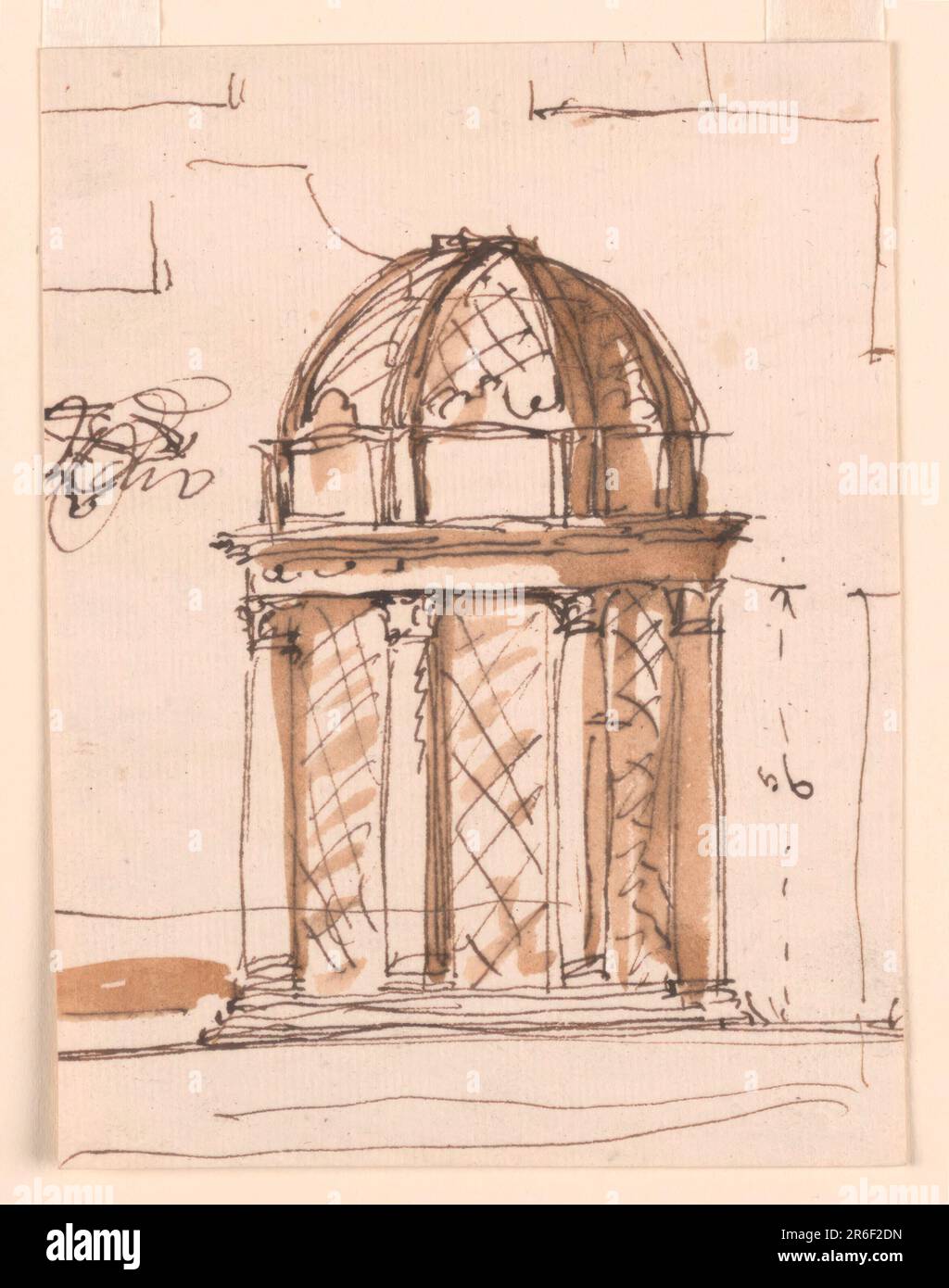 Design for a centerpiece. Pen and brown ink, brush and brown wash on ...