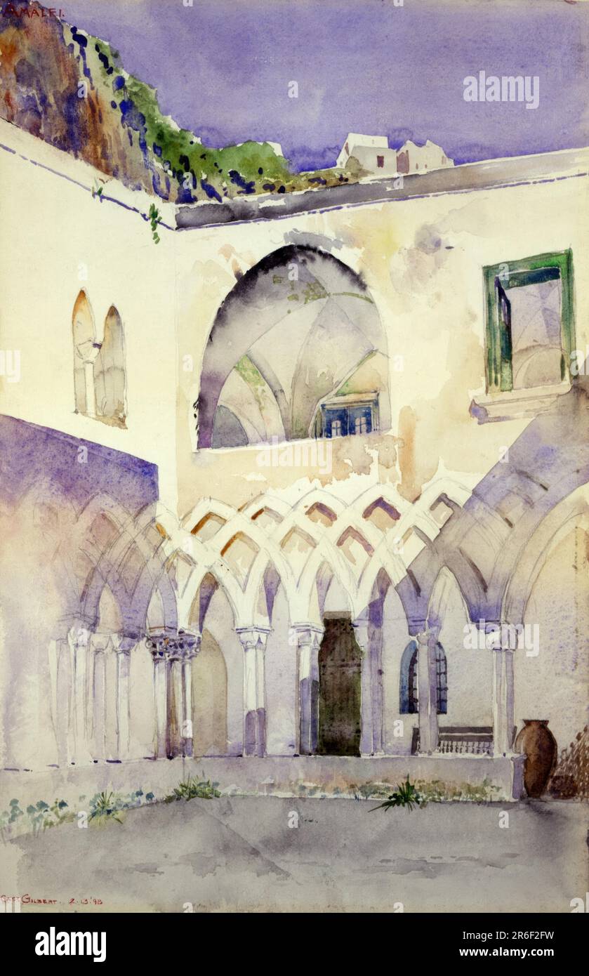 Courtyard, Capucine Monastery, Amalfi. Date: 1898. watercolor and ...