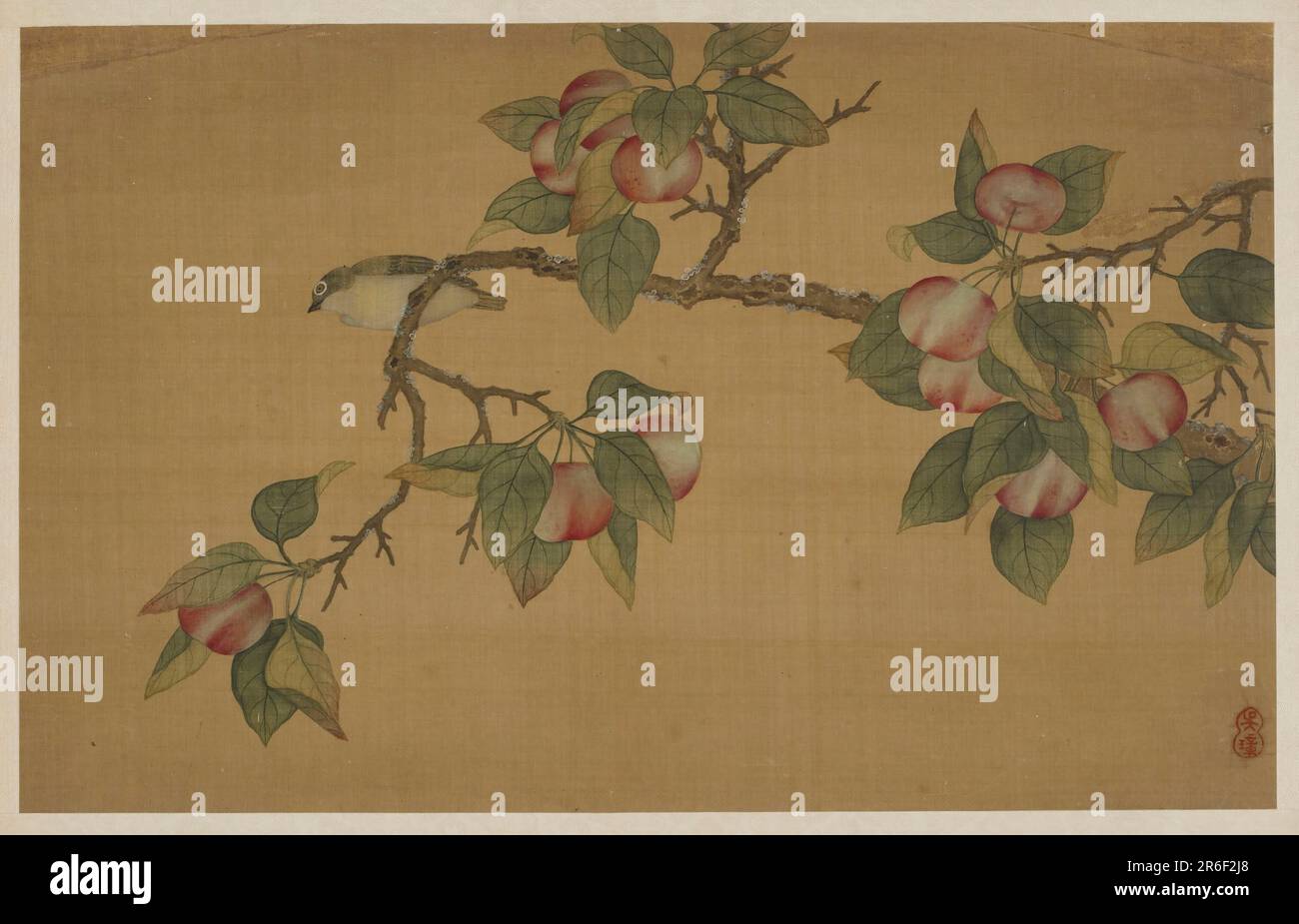 Bird and Fruit. Origin: China. Period: Qing dynasty. Ink and color on ...